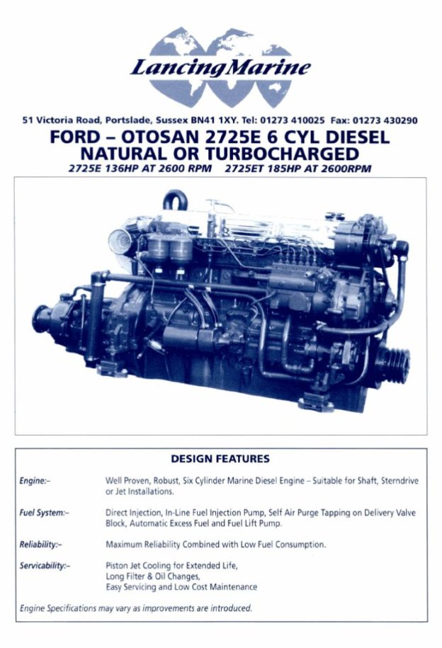 Lancing SpecSheet - 2725E,ET (Ford 2725) - everythingaboutboats.org