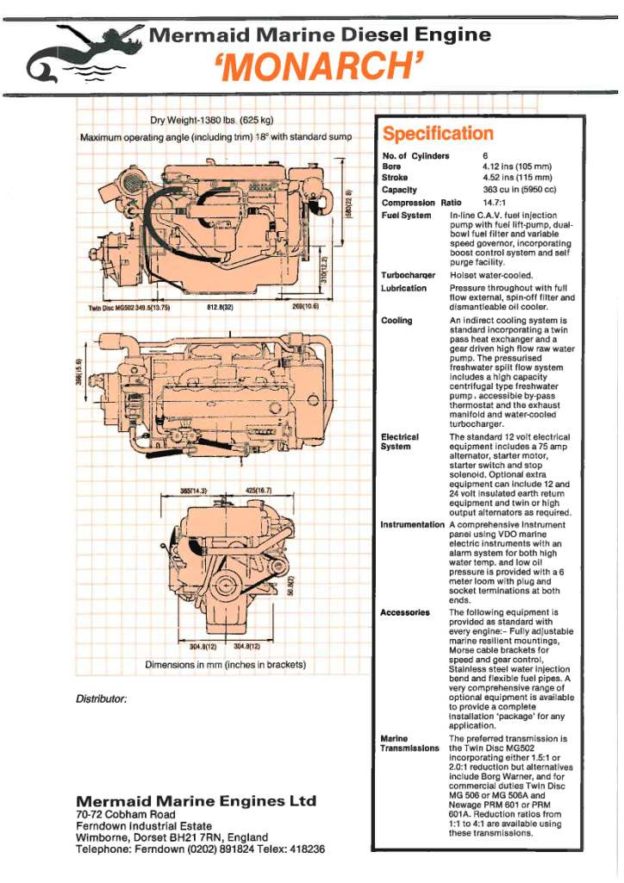 Mermaid SpecSheet - Monarch 250hp (Ford Dover 2728TIM ...