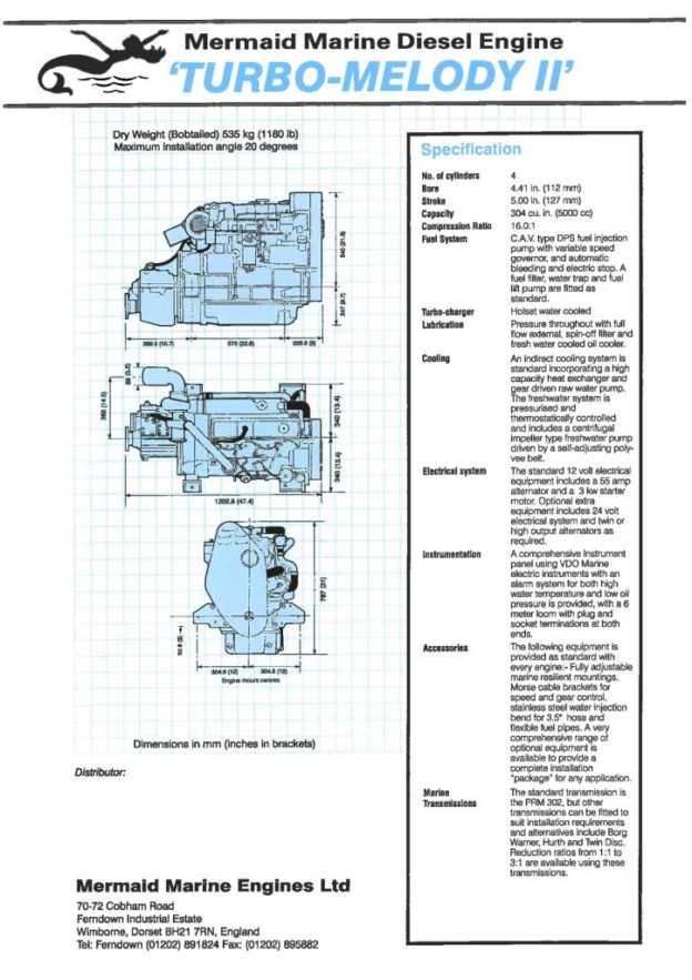 Mermaid SpecSheet - Turbo-Melody-II 180hp (Ford-CNH Genesis 5.0L ...